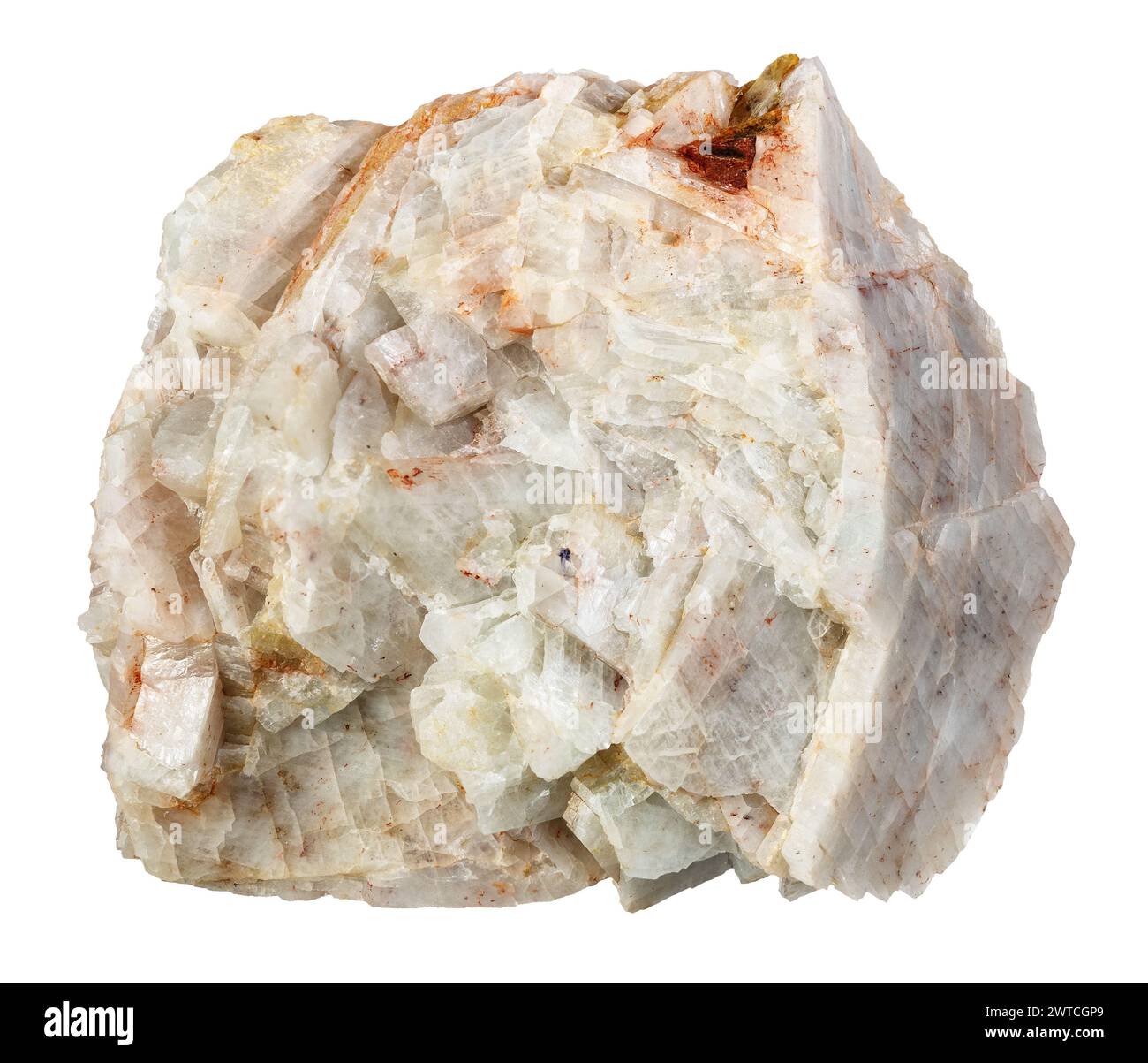 specimen of natural raw albite mineral cutout on white background Stock ...