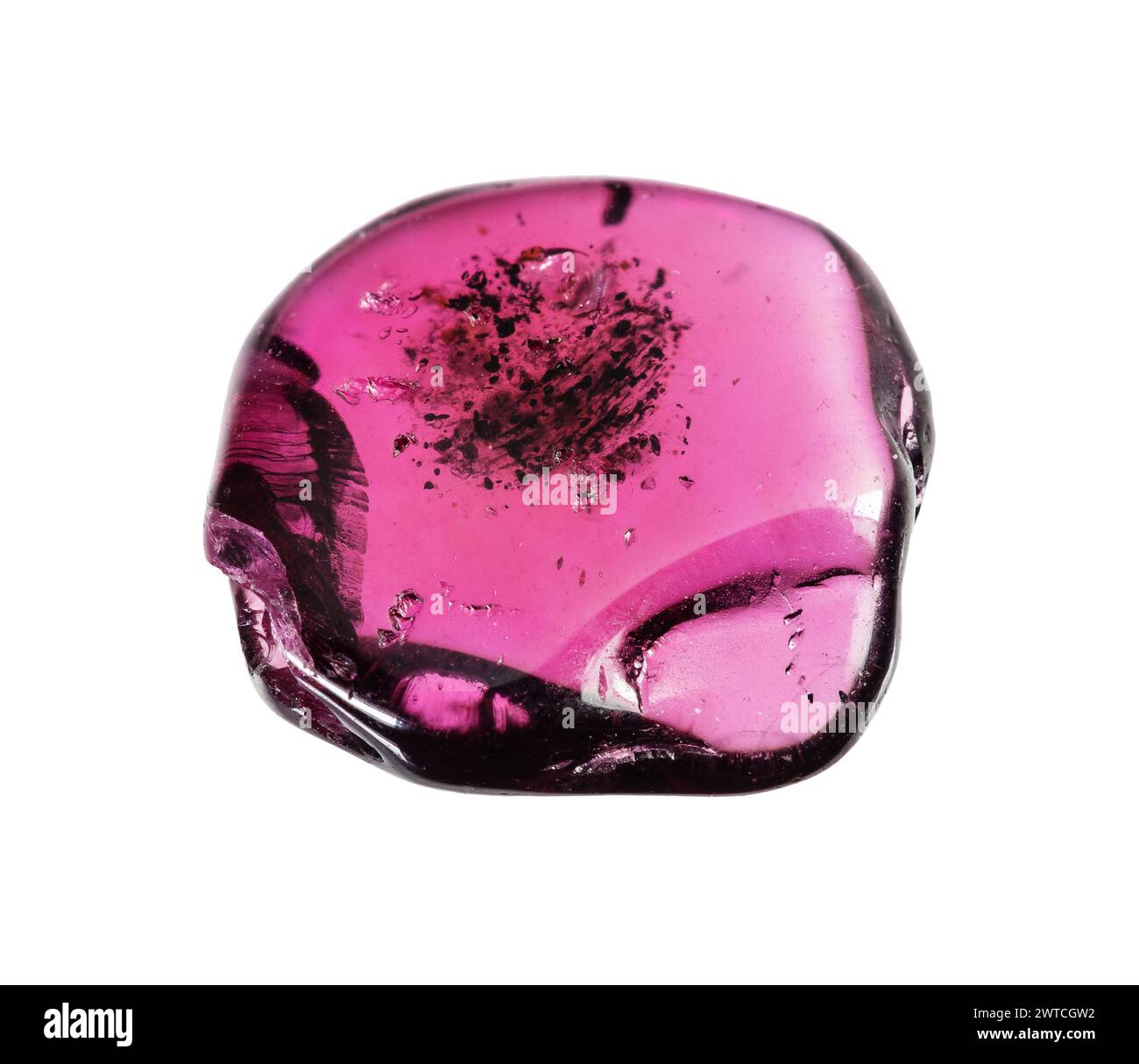 specimen of natural tumbled rhodolite crystal cutout on white ...