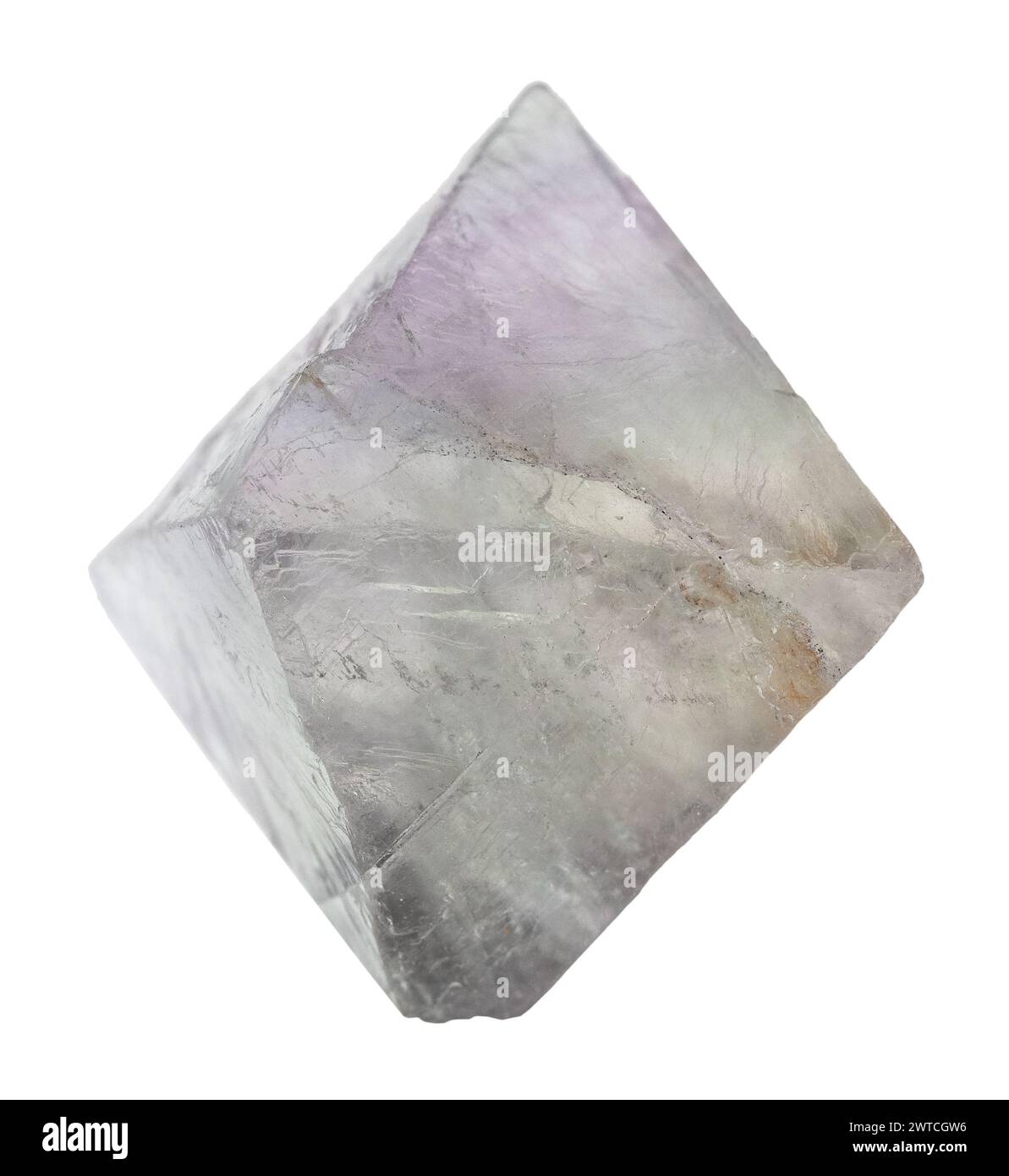 specimen of single natural raw fluorite crystal cutout on white ...