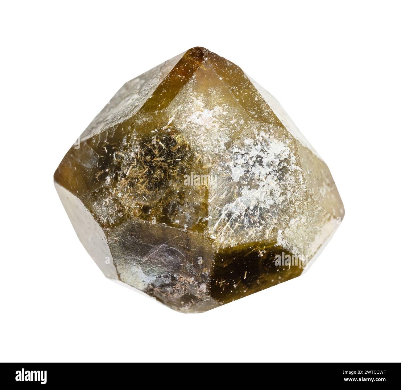 specimen of natural raw brown green grossular garnet crystal cutout on ...