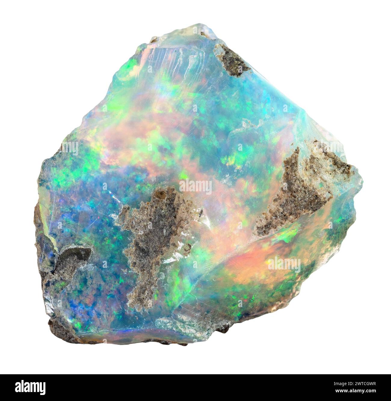 specimen of natural raw ethiopian opal mineral cutout on white ...