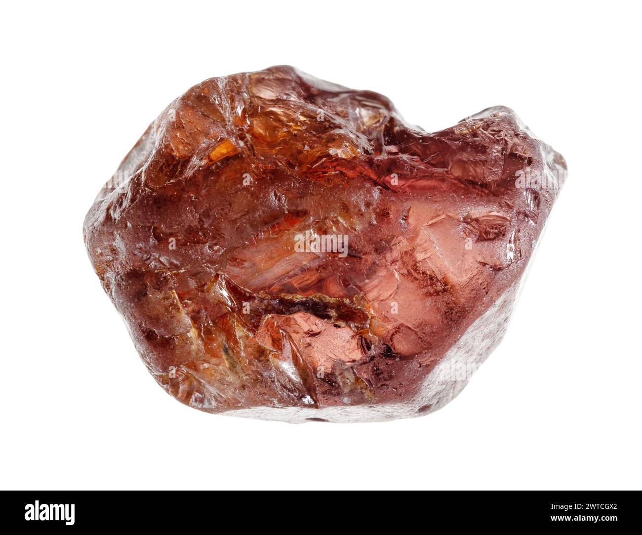 specimen of natural rough hyacinth zircon gemstone cutout on white ...