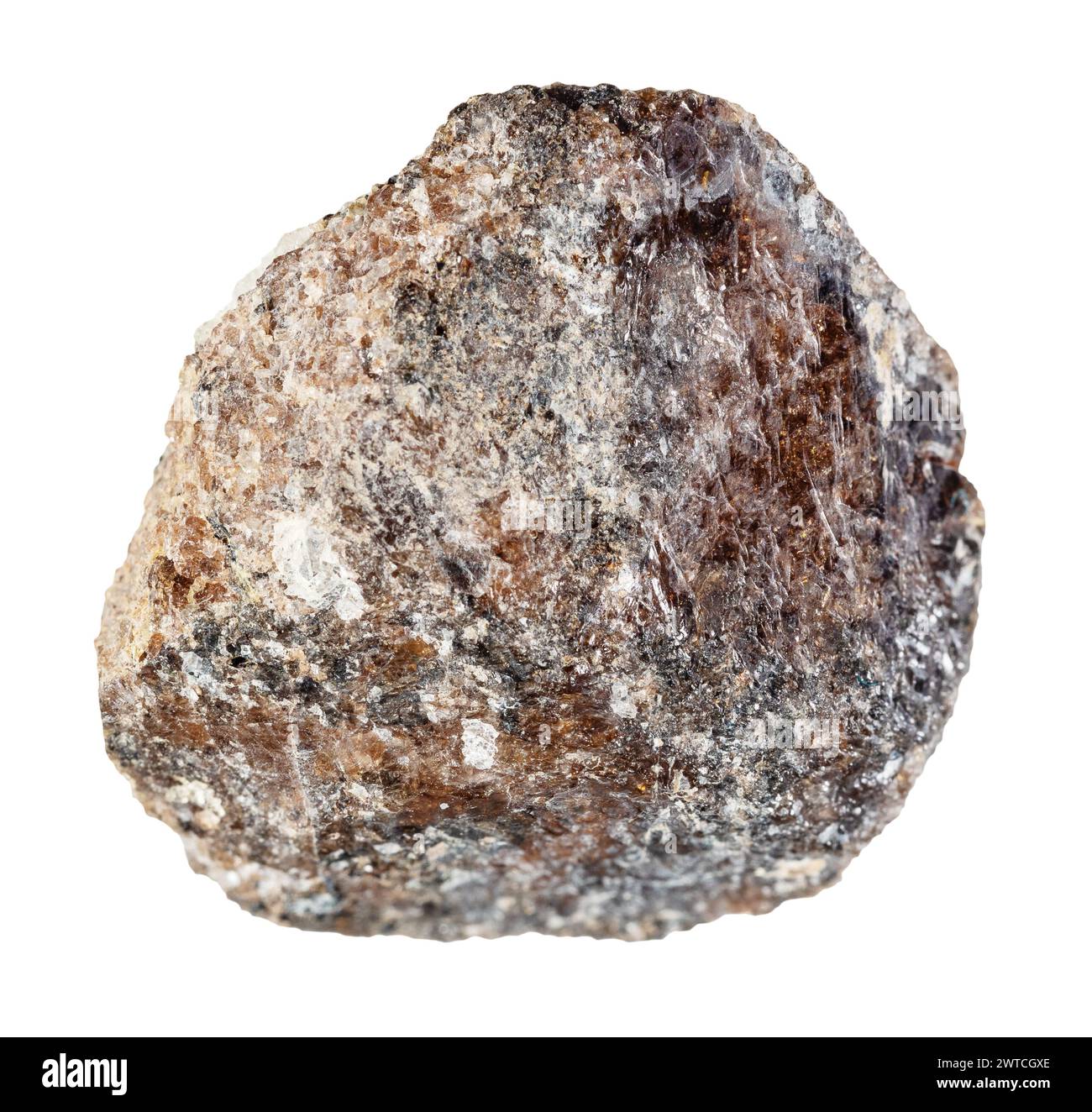 specimen of natural rough titanite mineral cutout on white background ...