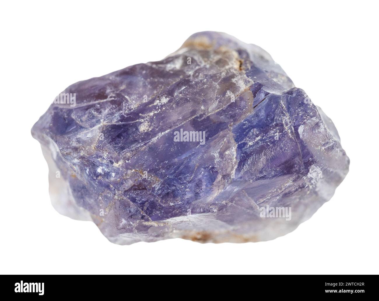 specimen of natural raw cordierite crystal cutout on white background ...