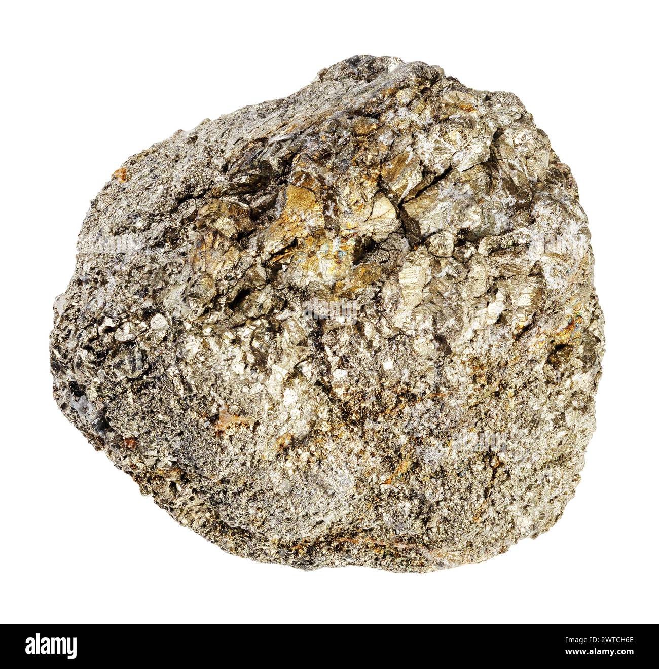 specimen of natural rough pyrite mineral cutout on white background ...
