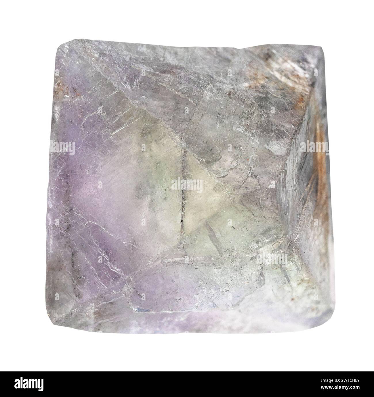 specimen of single natural rough fluorite crystal cutout on white ...