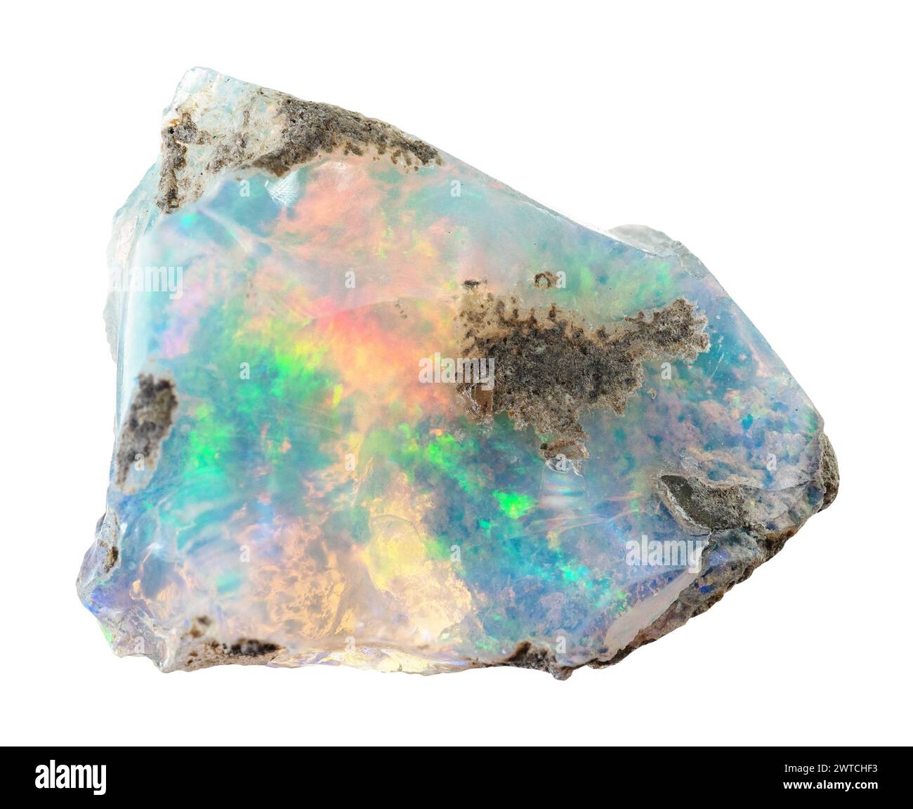 specimen of natural rough ethiopian opal mineral cutout on white ...