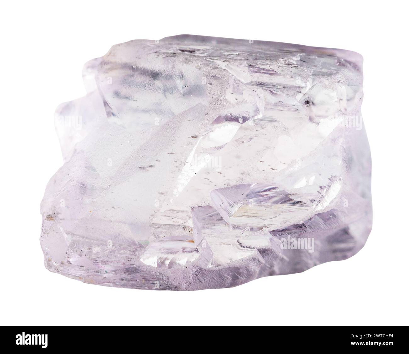 specimen of natural raw kunzite mineral cutout on white background ...
