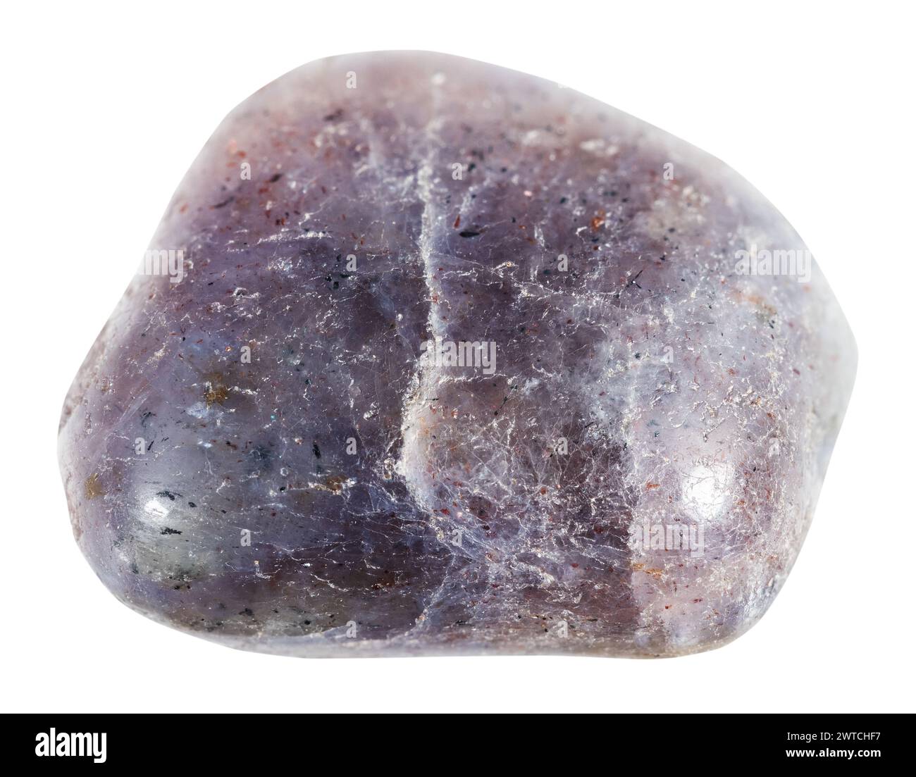 specimen of natural tumbled iolite mineral cutout on white background ...