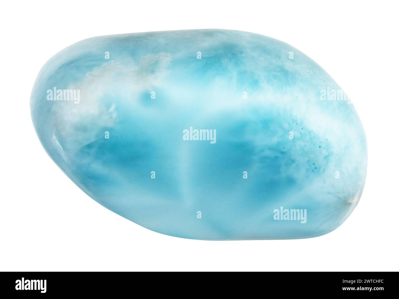 specimen of natural polished larimar gemstone cutout on white ...