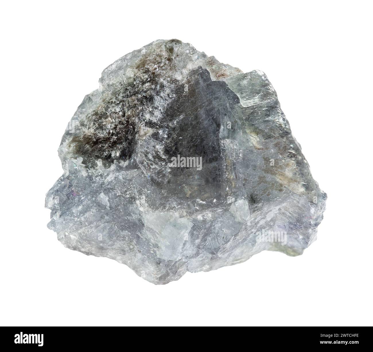 specimen of natural raw gray alexandrite crystal in electric light ...