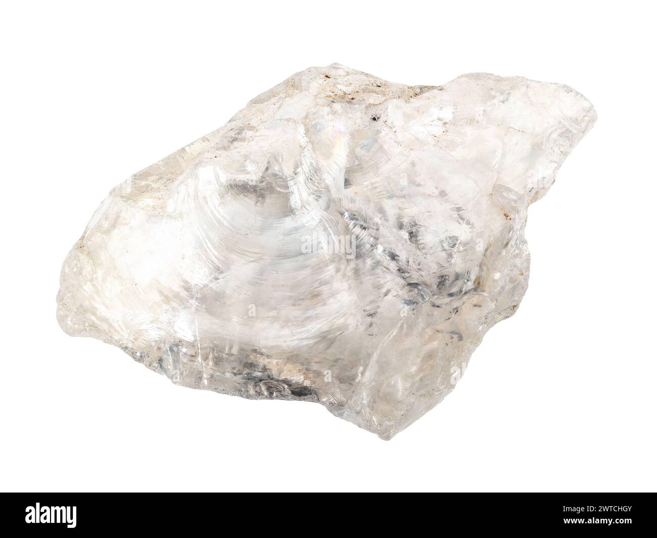 specimen of natural raw rock-crystal quartz rock cutout on white ...