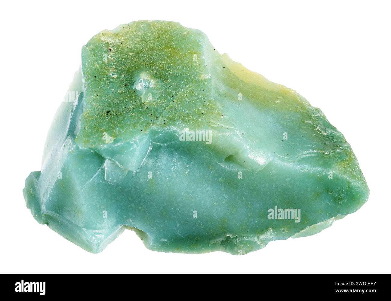 specimen of natural raw chrysoprase mineral cutout on white background ...