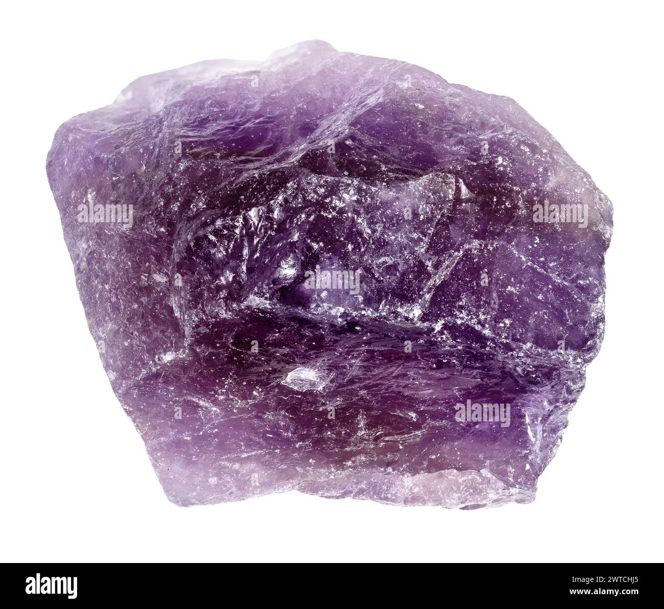 specimen of natural rough amethyst rock cutout on white background ...