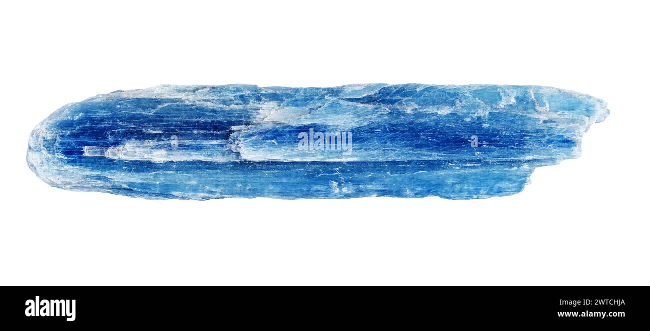 specimen of natural raw blue kyanite crystal cutout on white background ...