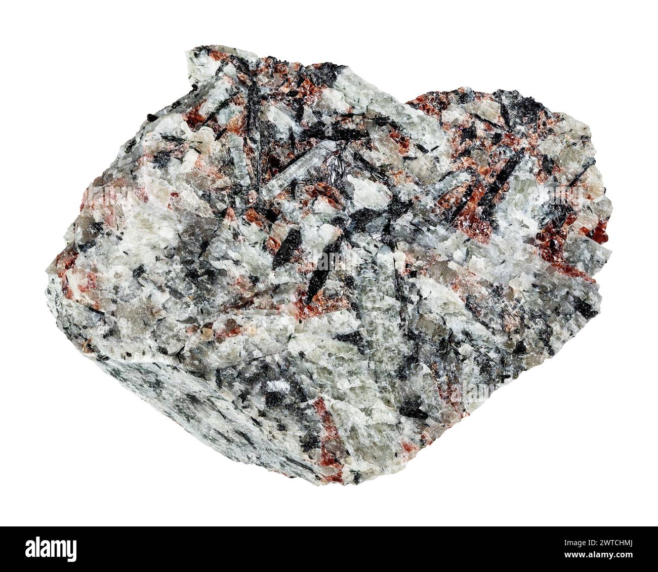specimen of natural raw foyaite mineral cutout on white background ...