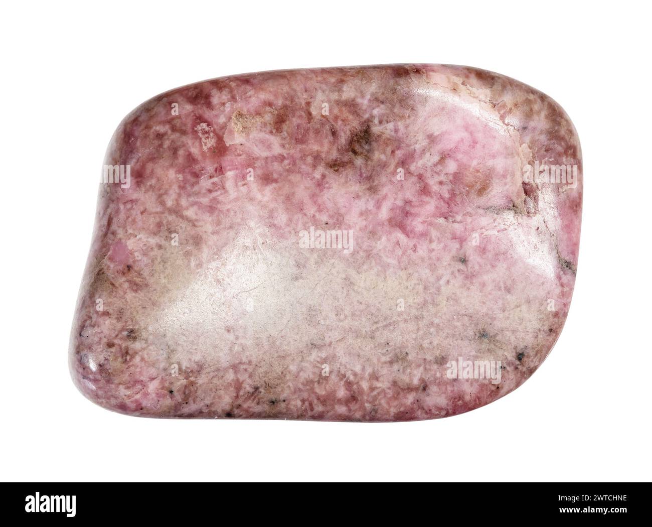 specimen of natural polished pyroxmangite mineral cutout on white ...