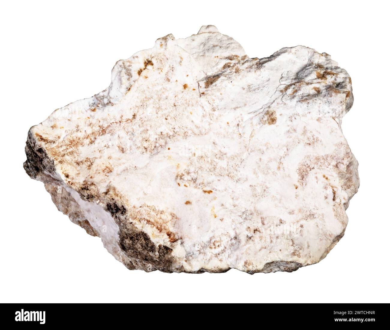 specimen of natural rough albite mineral cutout on white background ...