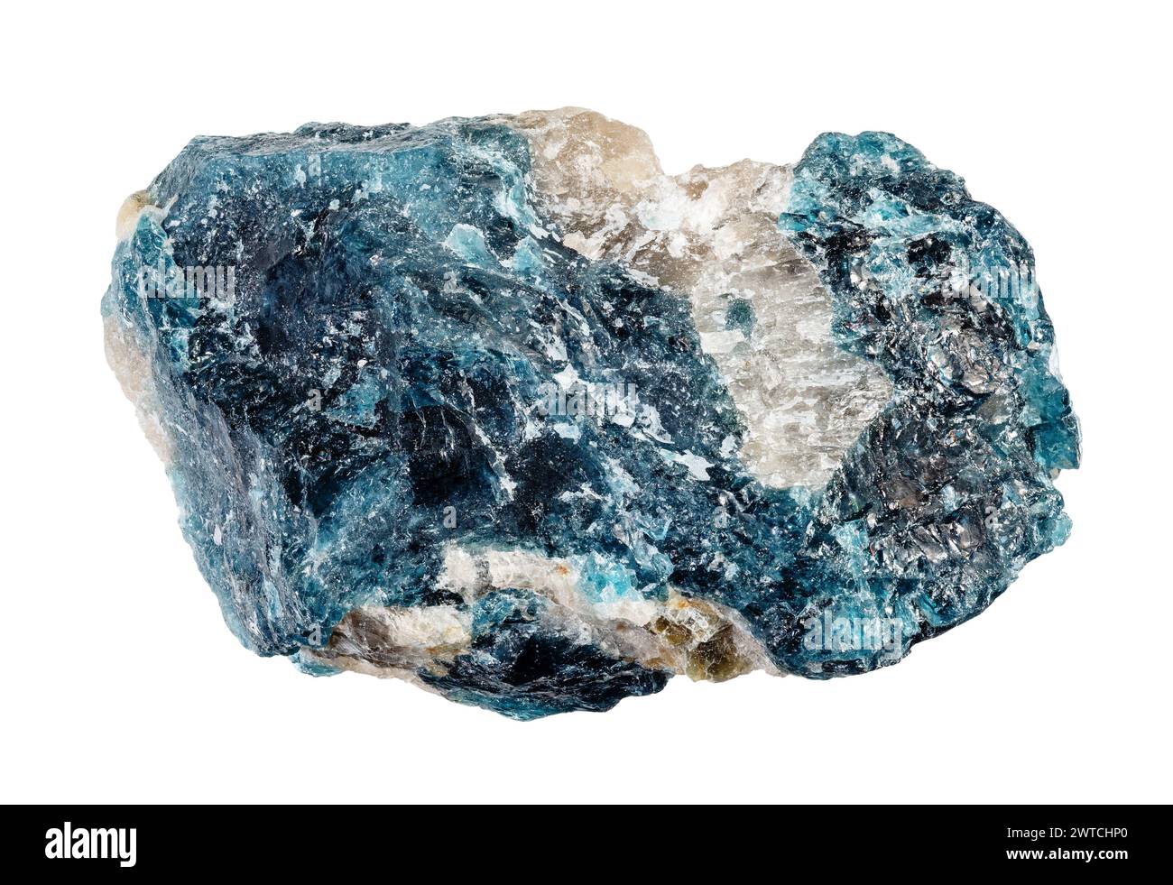 specimen of natural raw grandidierite rock cutout on white background ...