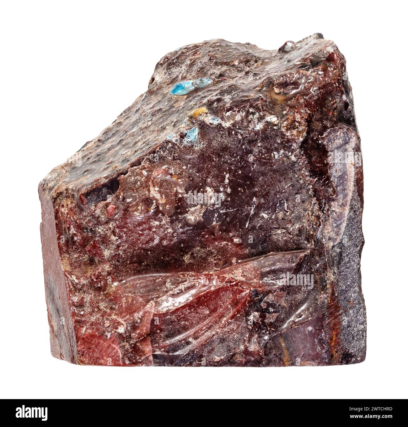 specimen of natural raw brown mookaite rock cutout on white background ...