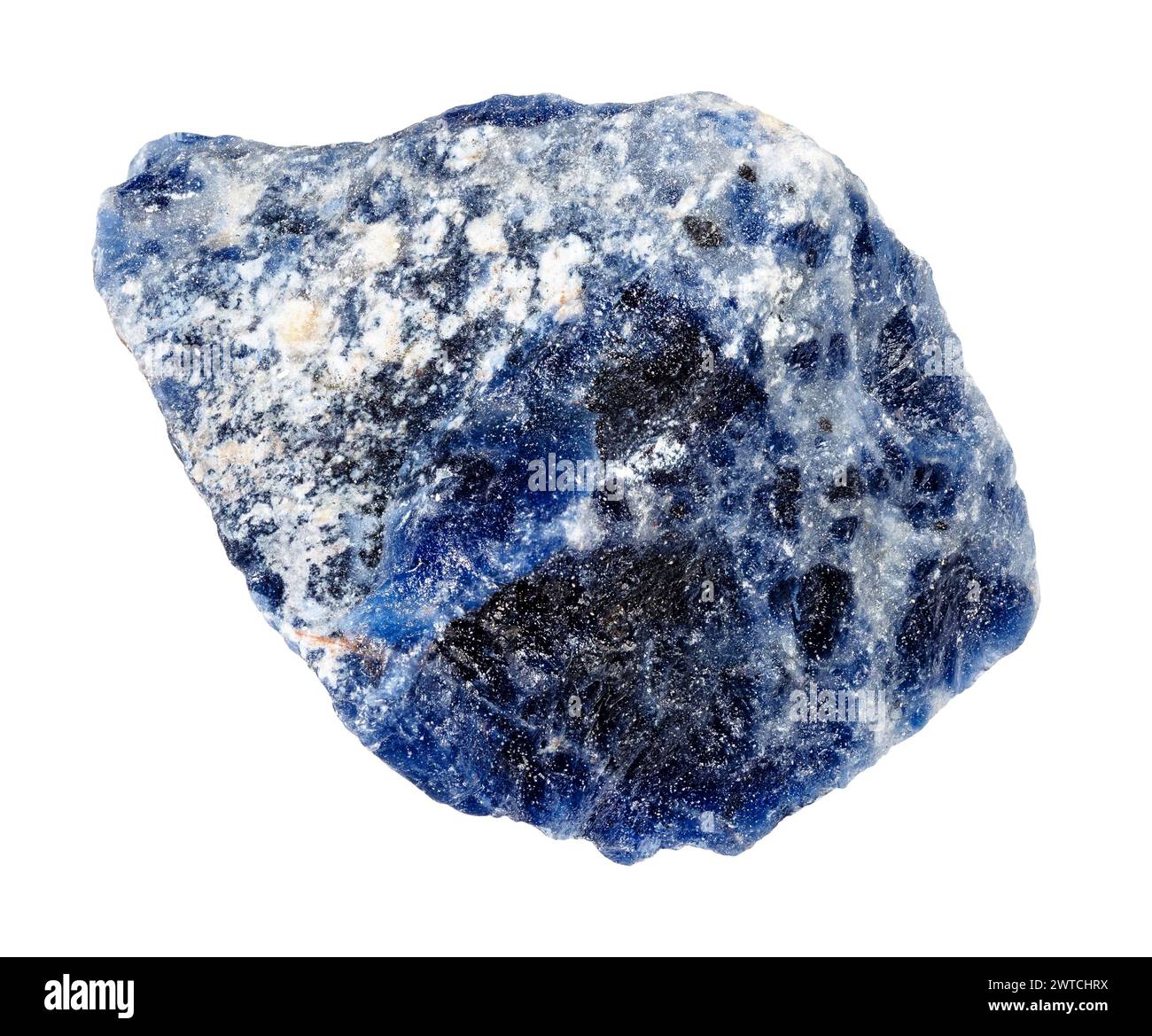 specimen of natural raw sodalite rock cutout on white background Stock ...