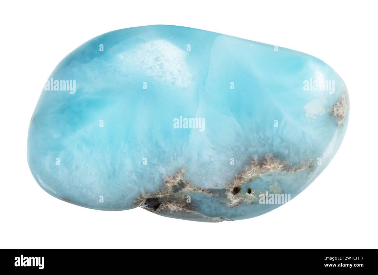 specimen of natural tumbled larimar gemstone cutout on white background ...