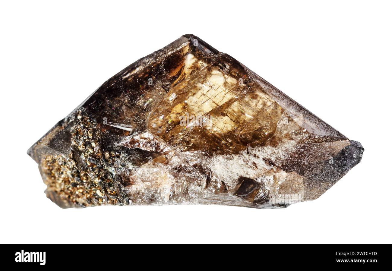 specimen of natural raw titanite crystal cutout on white background ...