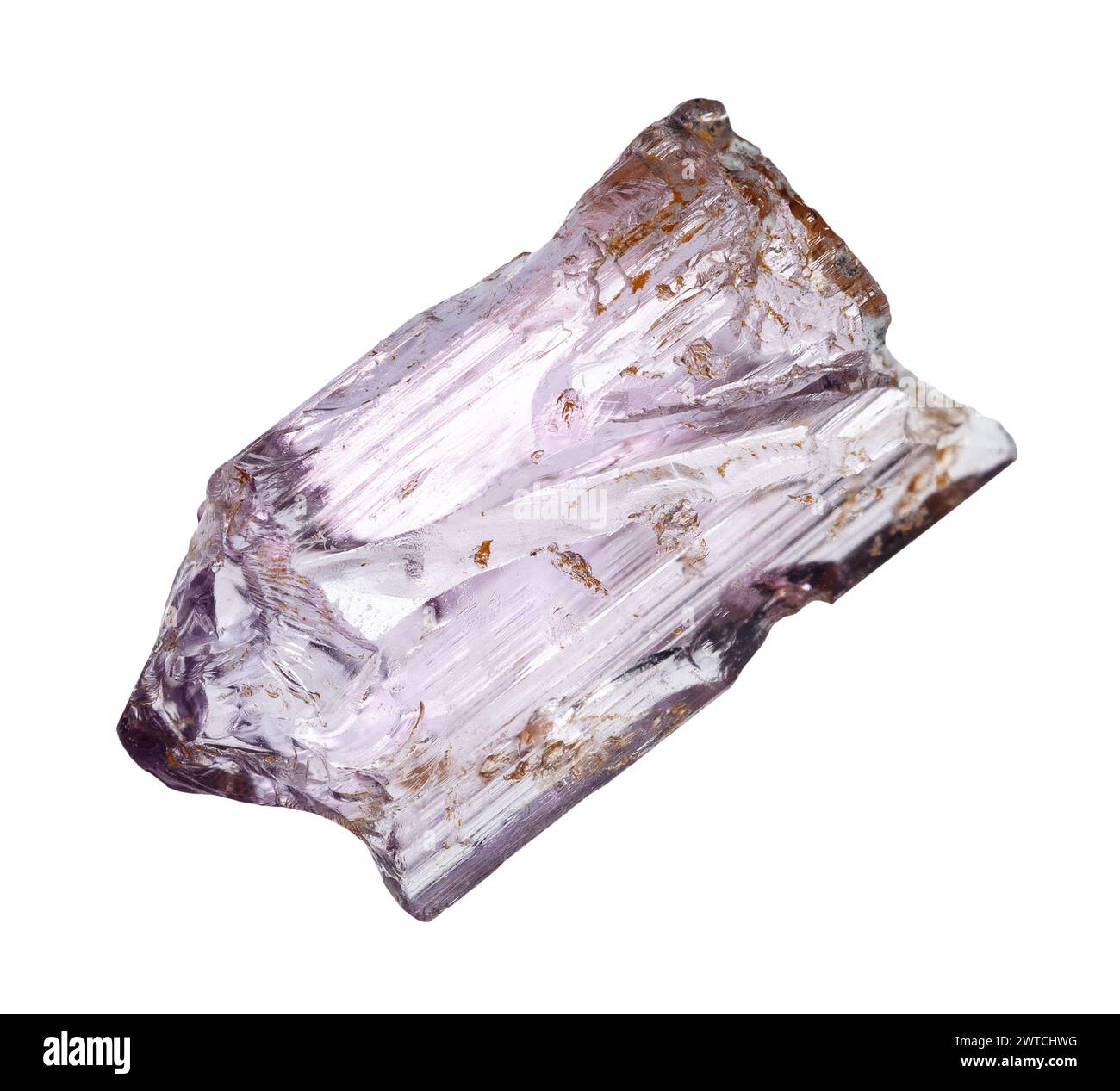 specimen of natural purple scapolite crystal cutout on white background ...