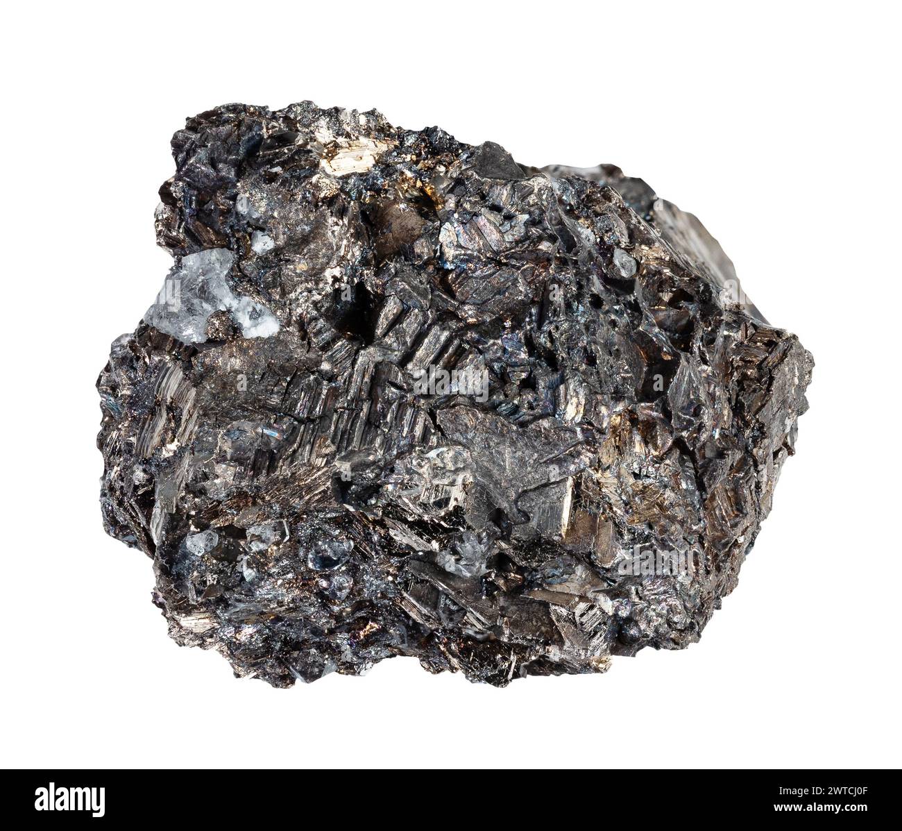 specimen of natural raw native bismuth rock cutout on white background ...