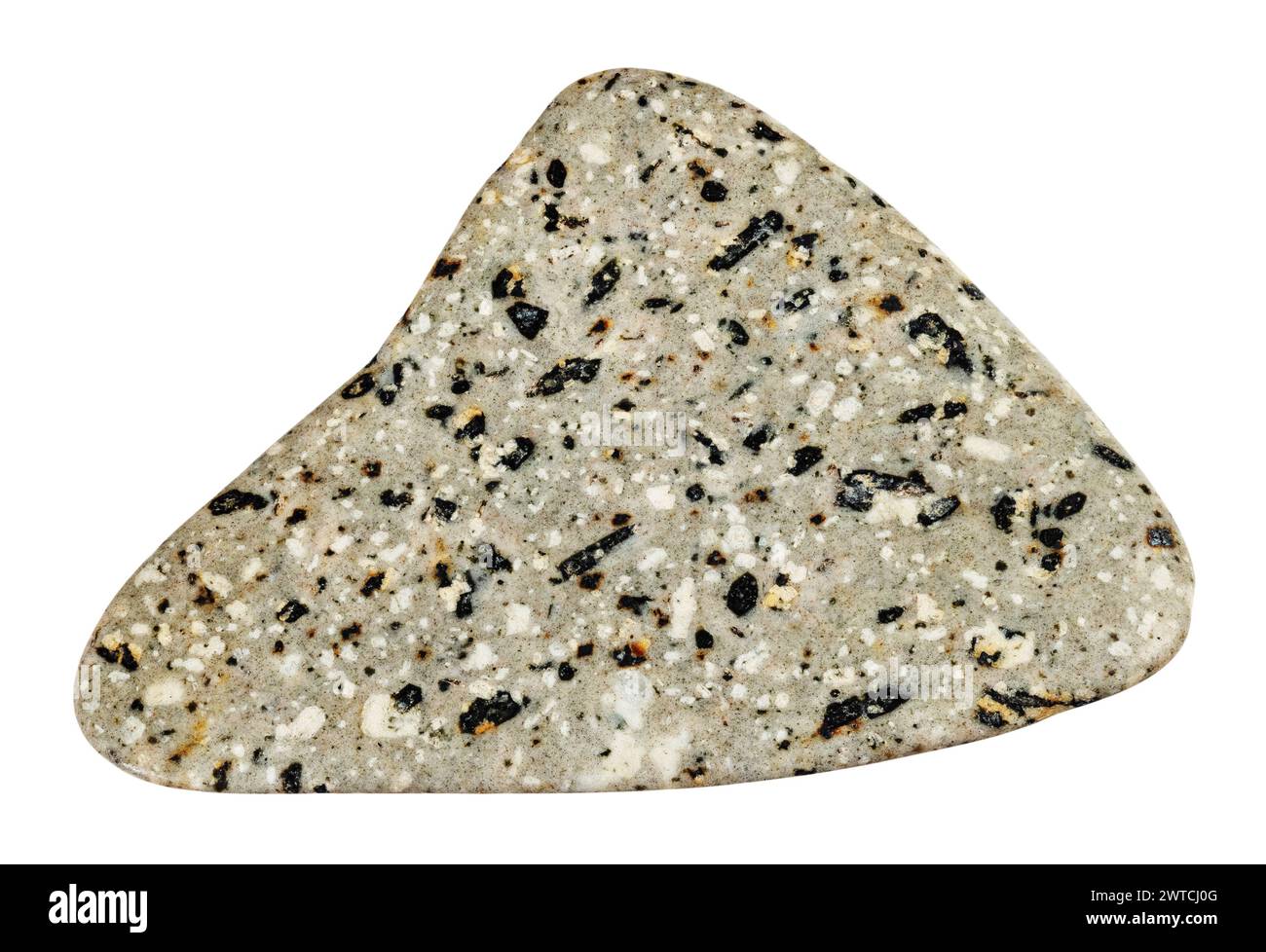 specimen of natural polished andesite mineral cutout on white ...