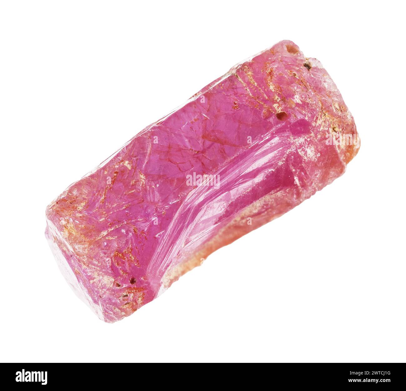 specimen of natural rough pink ruby crystal cutout on white background ...