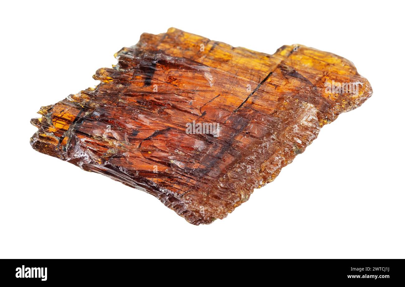 specimen of natural raw rutile mineral cutout on white background Stock ...