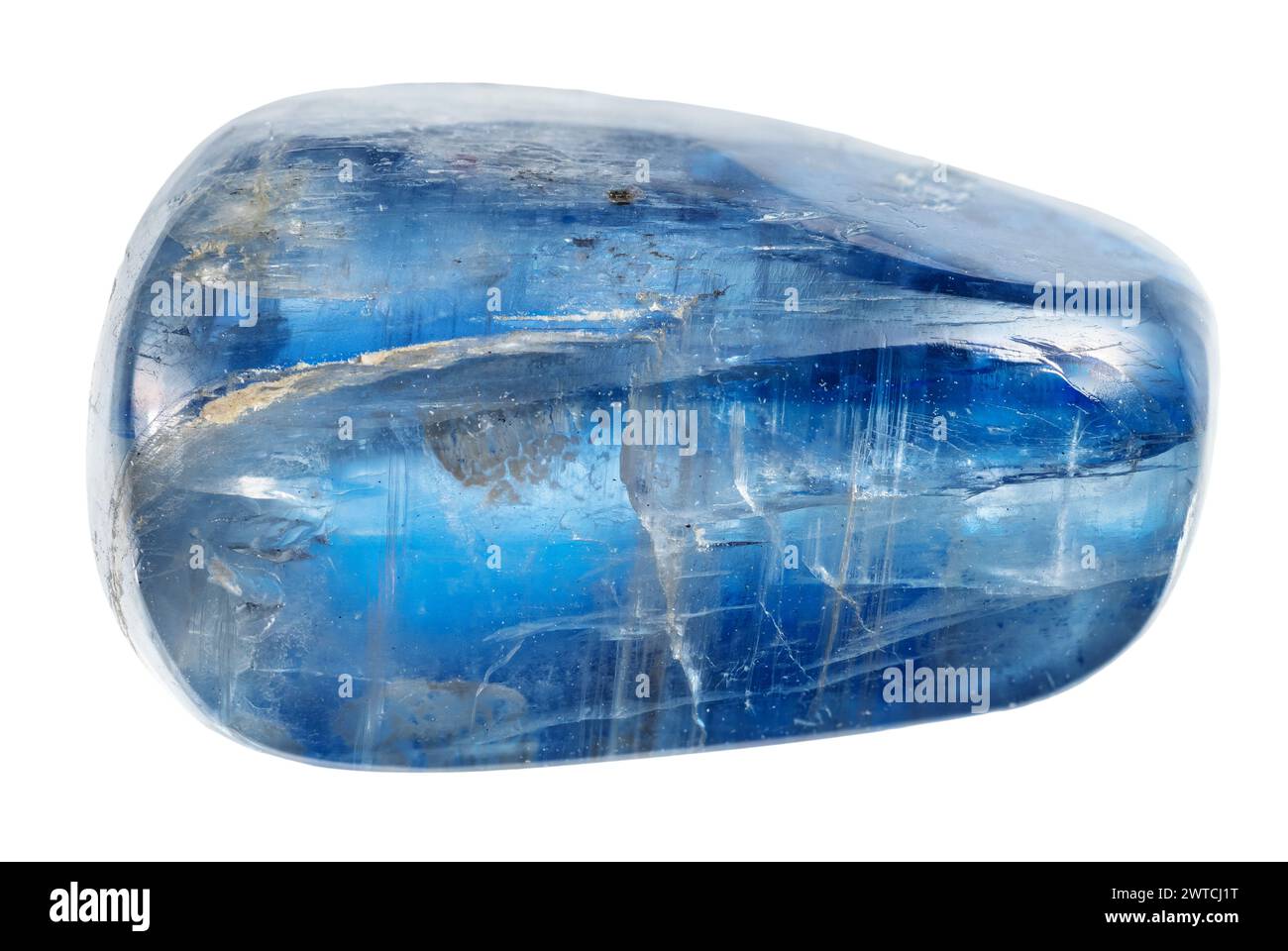 specimen of natural polished transparent blue kyanite crystal cutout on ...