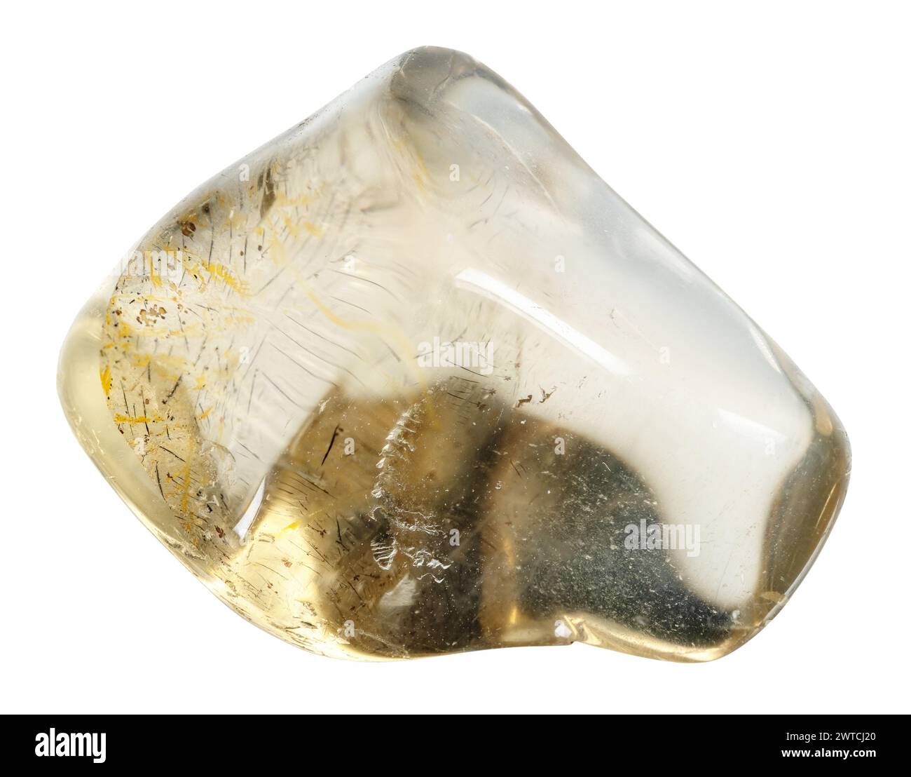 specimen of natural tumbled transparent orthoclase mineral cutout on ...