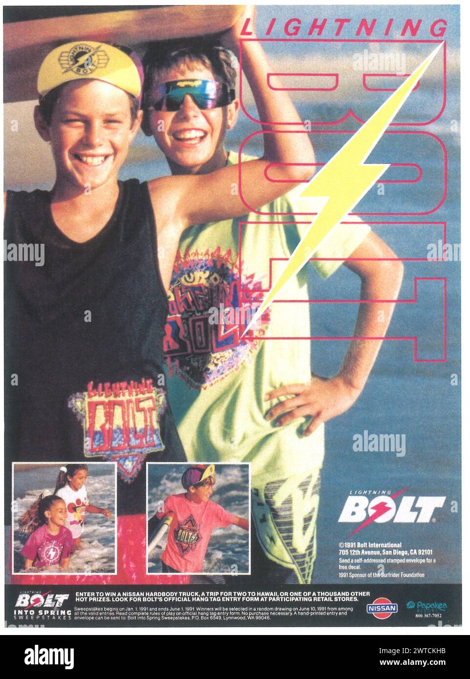1991 Lightning Bolt Clothing & Surfboards Ad Stock Photo - Alamy