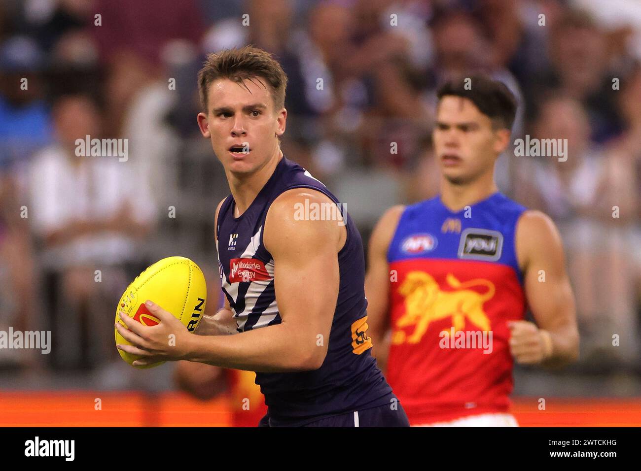 Perth, Australia. 17th Mar, 2024. Caleb Serong of the Dockers during ...