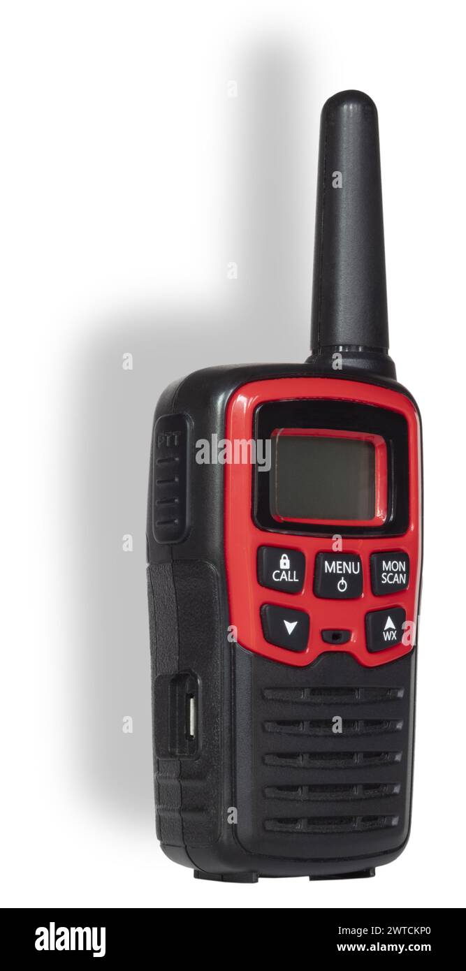 FRS and GMRS walkie-talkie with dropshadow behind and antenna and LCD ...