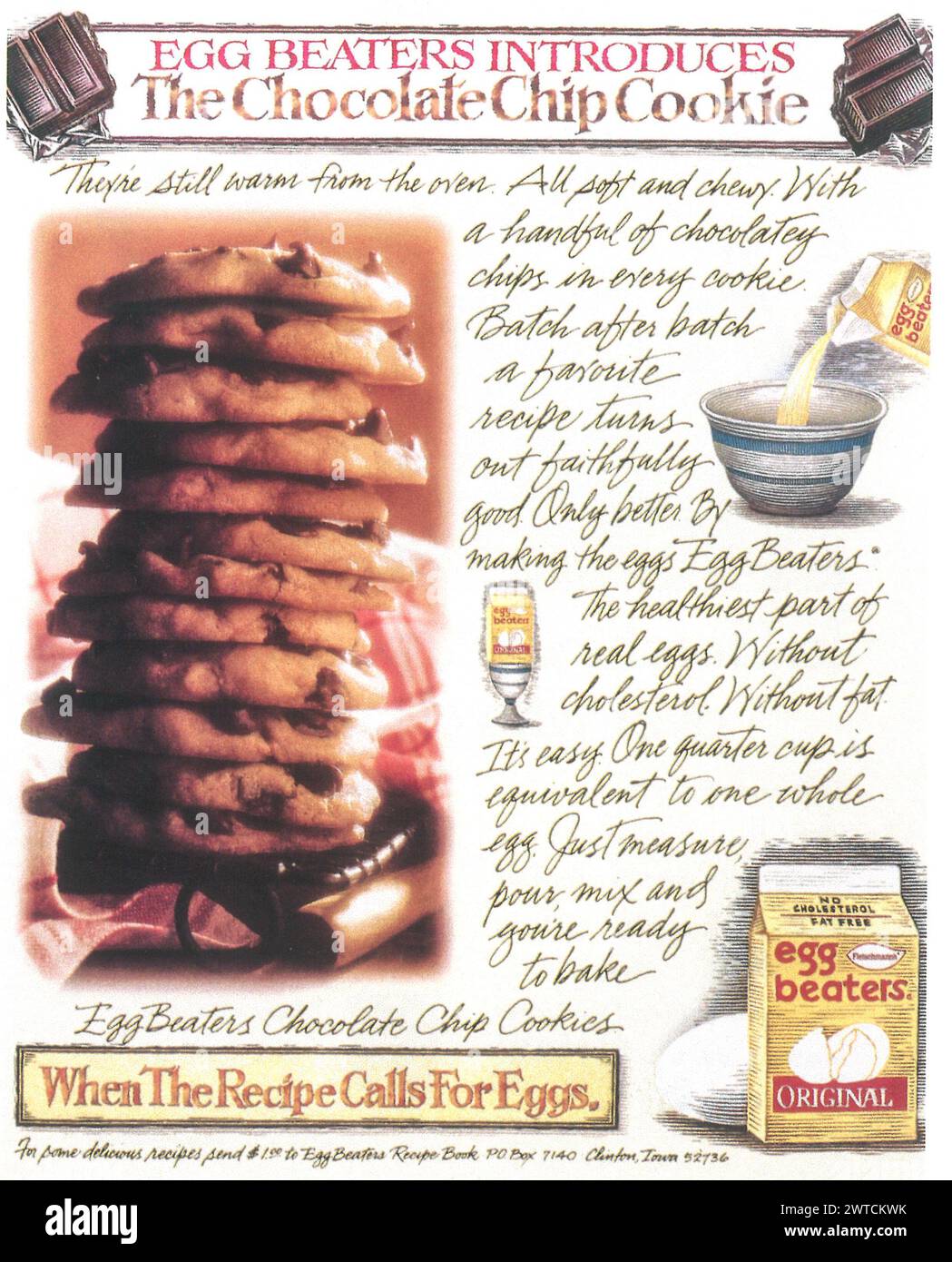 1993 Egg Beaters chocolate chip cookie ad Stock Photo - Alamy