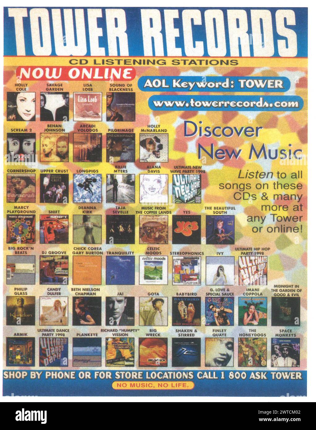 1994 Tower Records ad - CD listening stations Stock Photo - Alamy