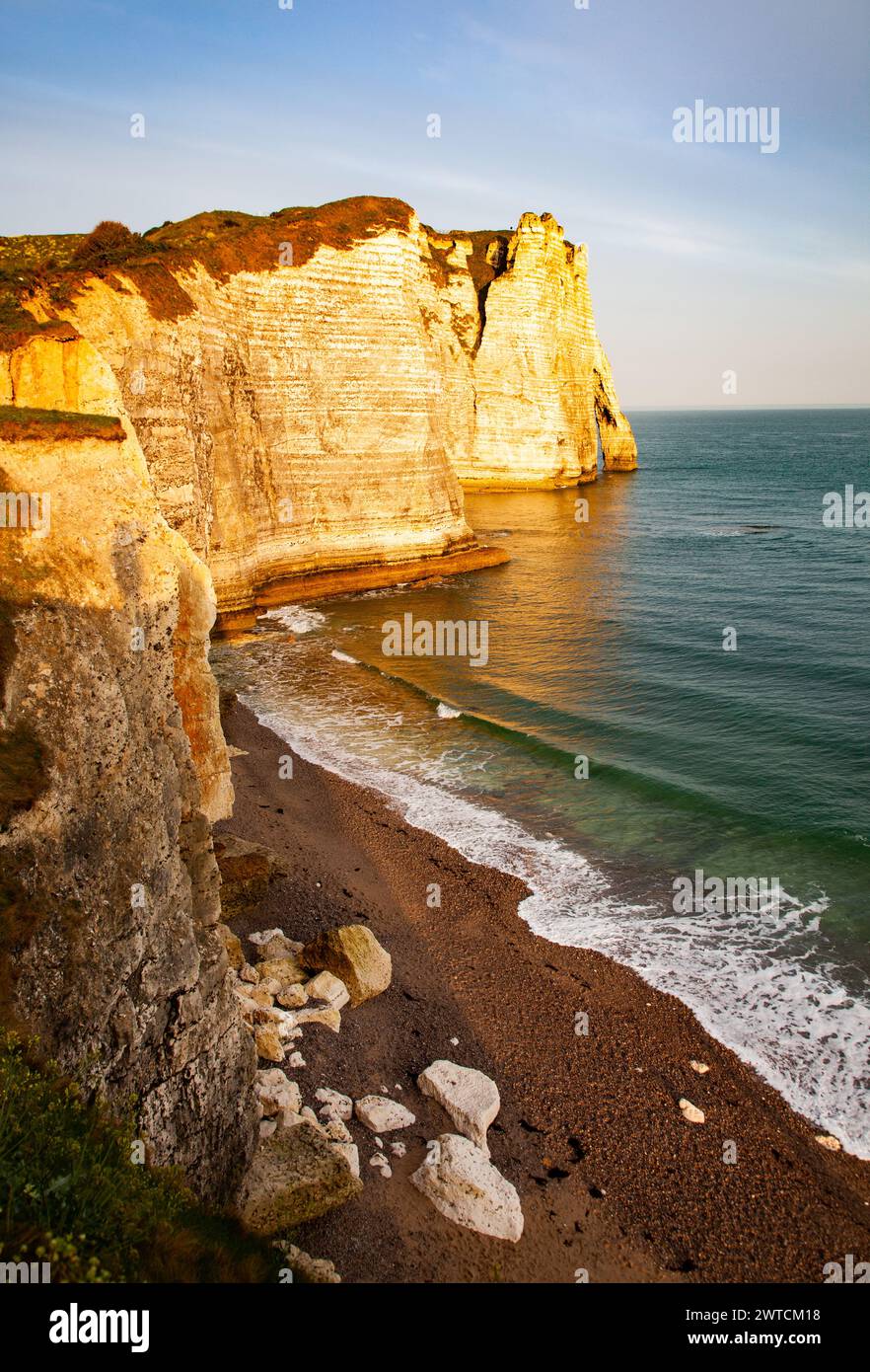 coastal landscape along the Falaise d'Aval the famous white cliffs of ...