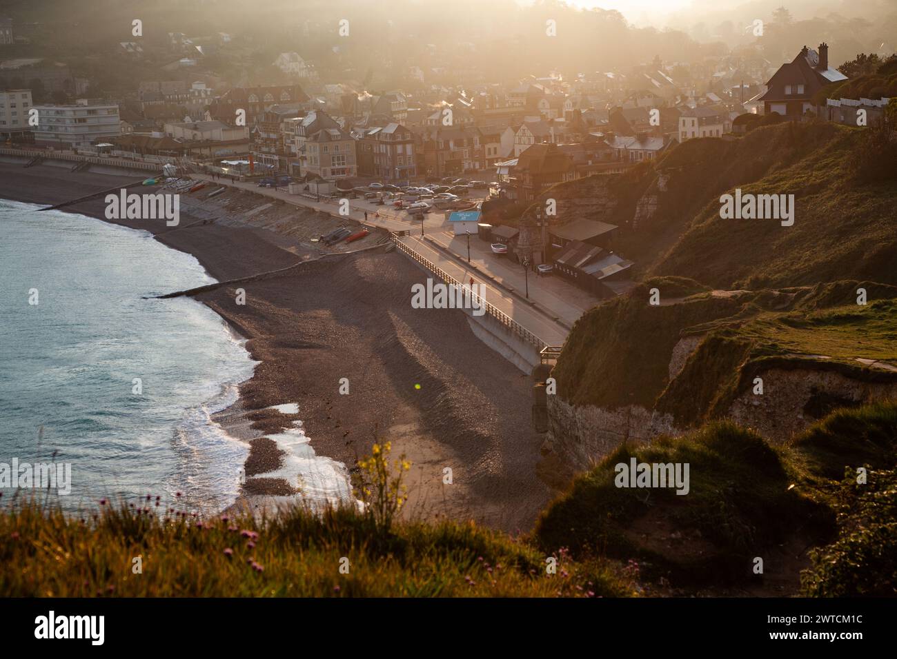 coastal landscape along the Falaise d'Aval the famous white cliffs of ...
