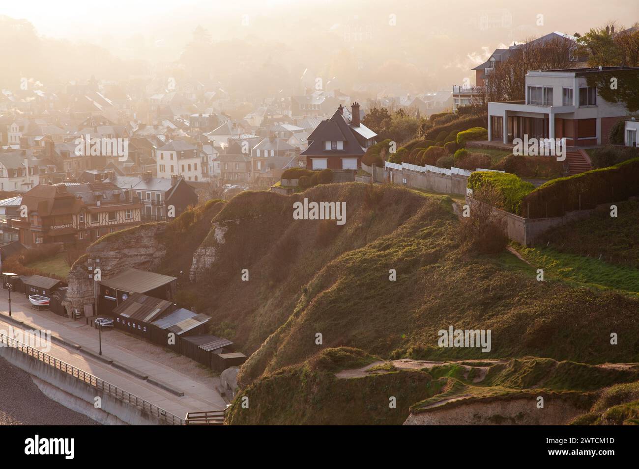 coastal landscape along the Falaise d'Aval the famous white cliffs of ...