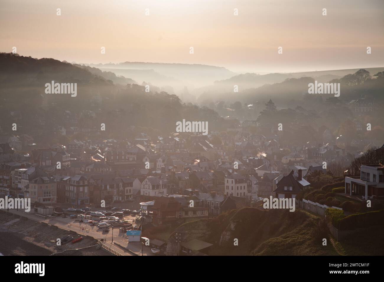 coastal landscape along the Falaise d'Aval the famous white cliffs of ...