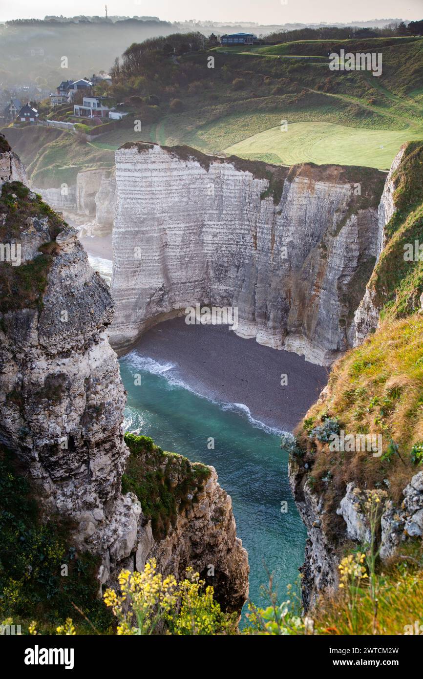 coastal landscape along the Falaise d'Aval the famous white cliffs of ...