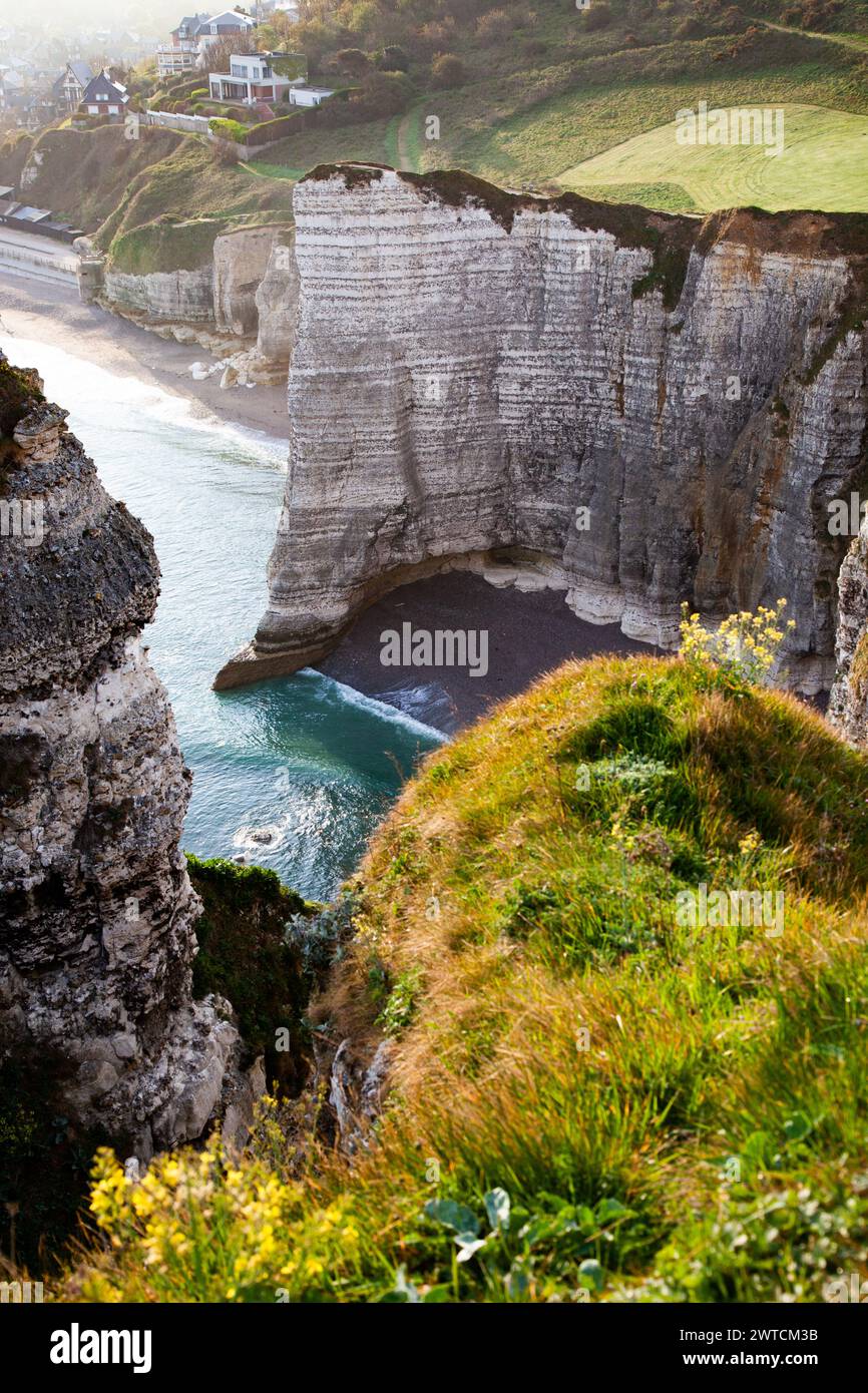 coastal landscape along the Falaise d'Aval the famous white cliffs of ...