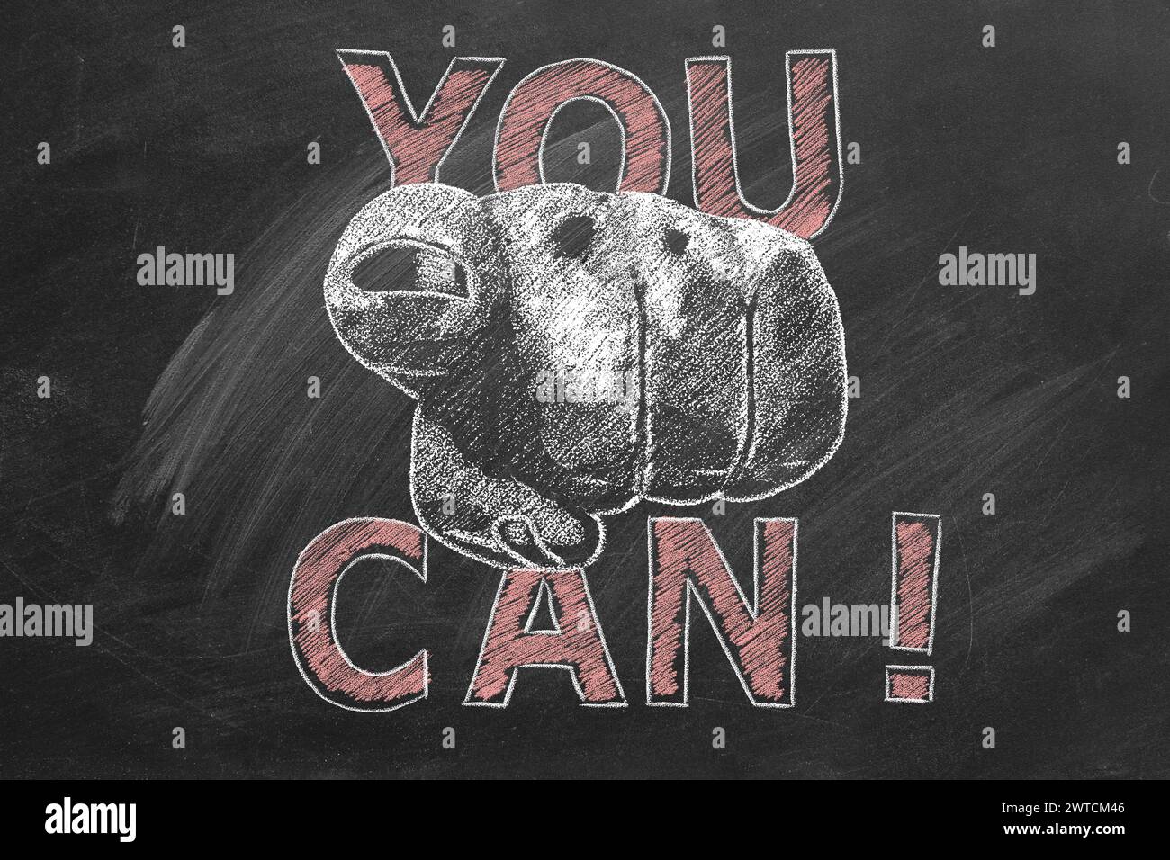 Closeup of a human hand pointing at you with lettering YOU CAN. Hand ...