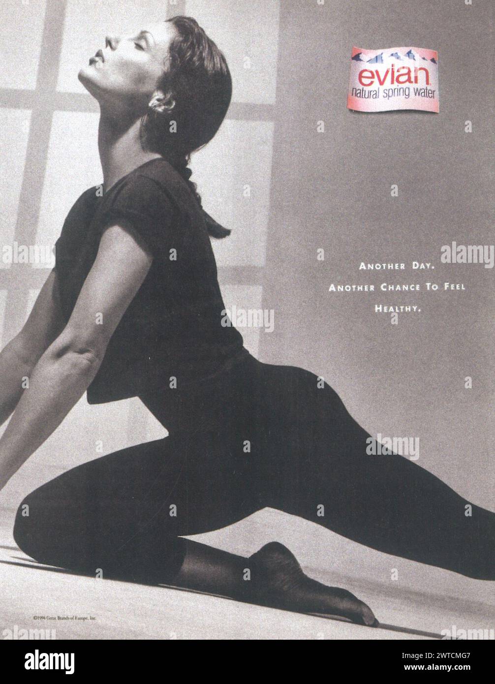 1994 Evian Natural Spring Water Ad Stock Photo - Alamy