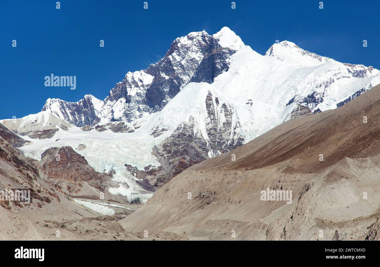 View of Everest Lhotse and Lhotse Shar from Barun valley, Nepal ...