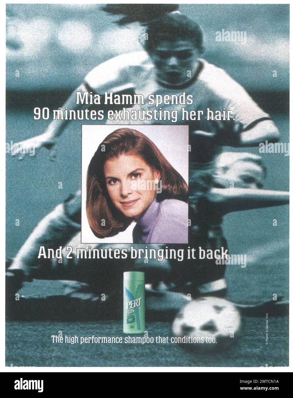 1997 Pert Plus Shampoo Conditioner Ad with Mia Hamm Stock Photo - Alamy