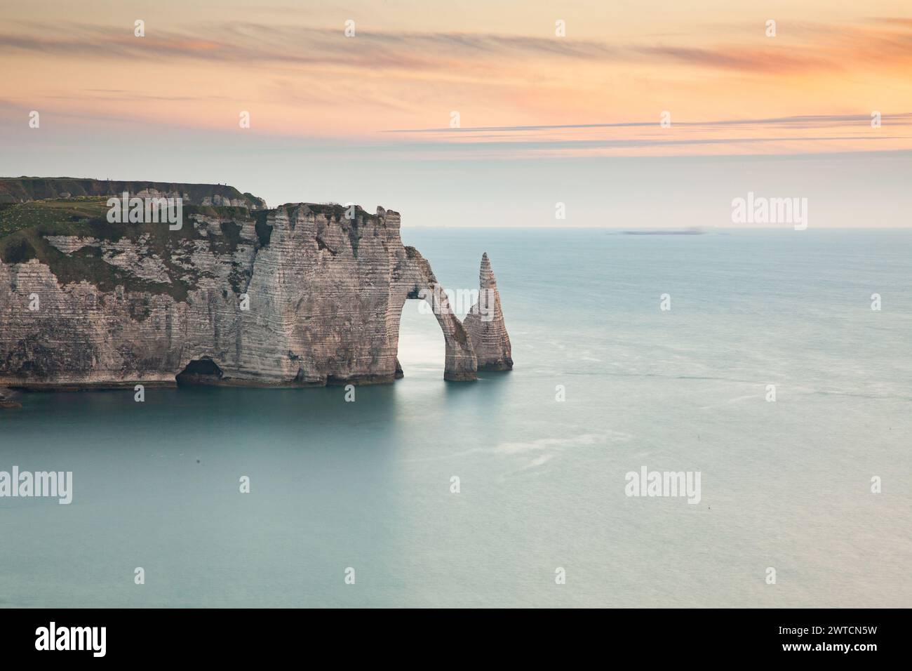 coastal landscape along the Falaise d'Aval the famous white cliffs of ...